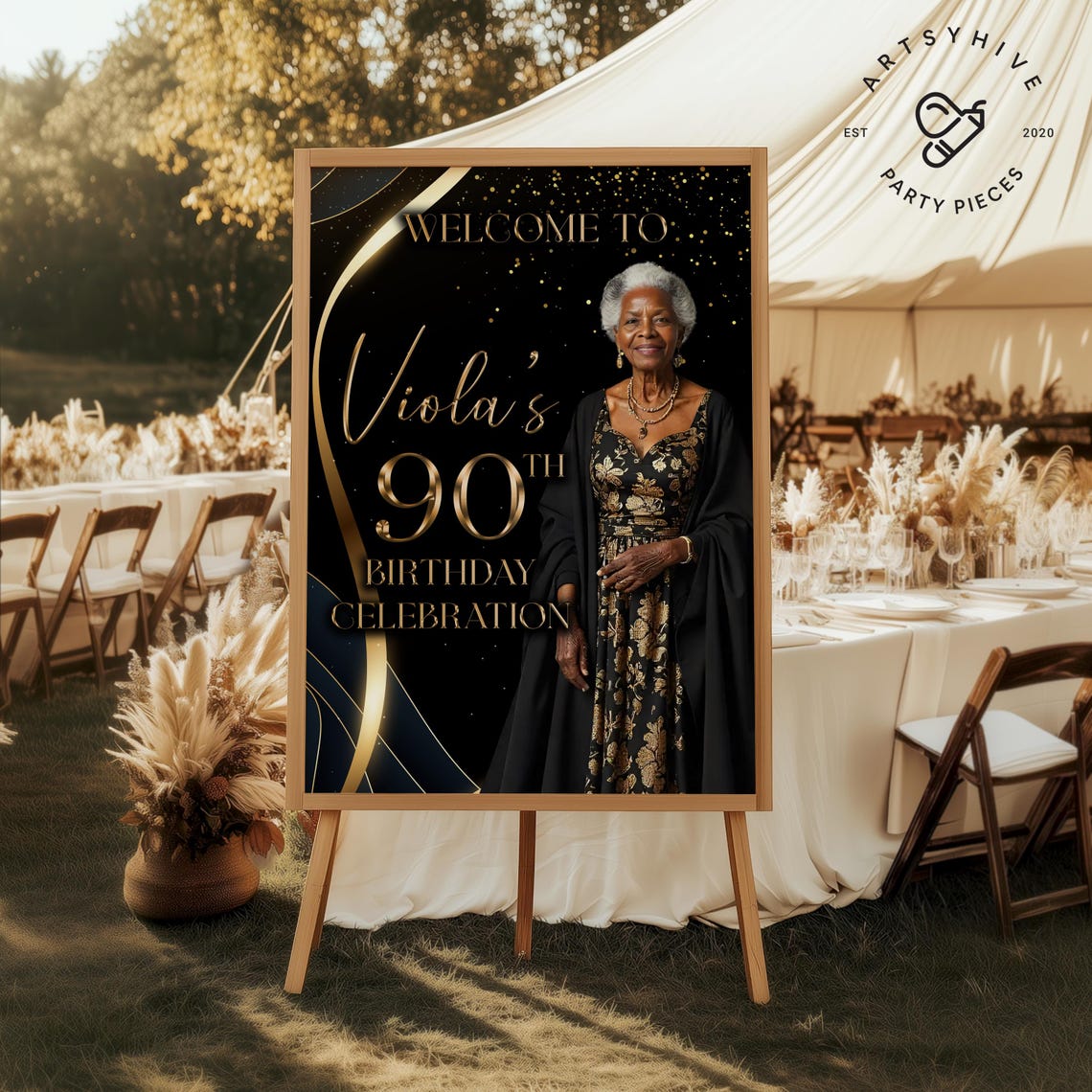 90th Birthday Sign, 90th Birthday Welcome Sign, Party Decor, Printable ...