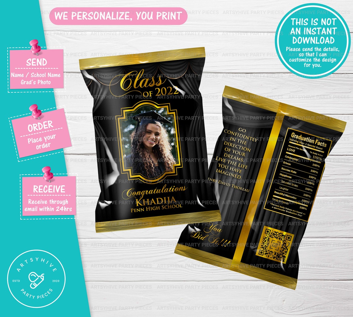 Personalized Graduation Chip Bags, Digital Chip Bags, Class of 2024 - Etsy