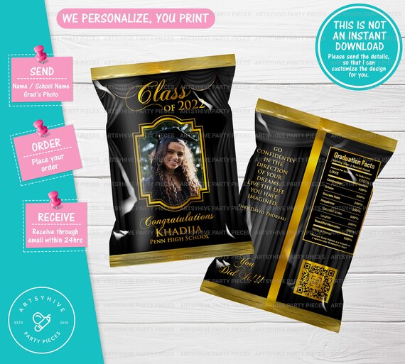 Personalized Graduation Chip Bags Digital Chip Bags Class of - Etsy
