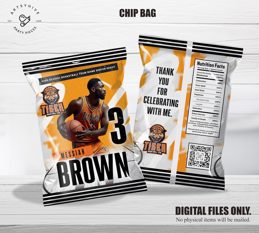 Senior Night Party Chip Bag Label, Digital Chip Bag, Senior Mens ...