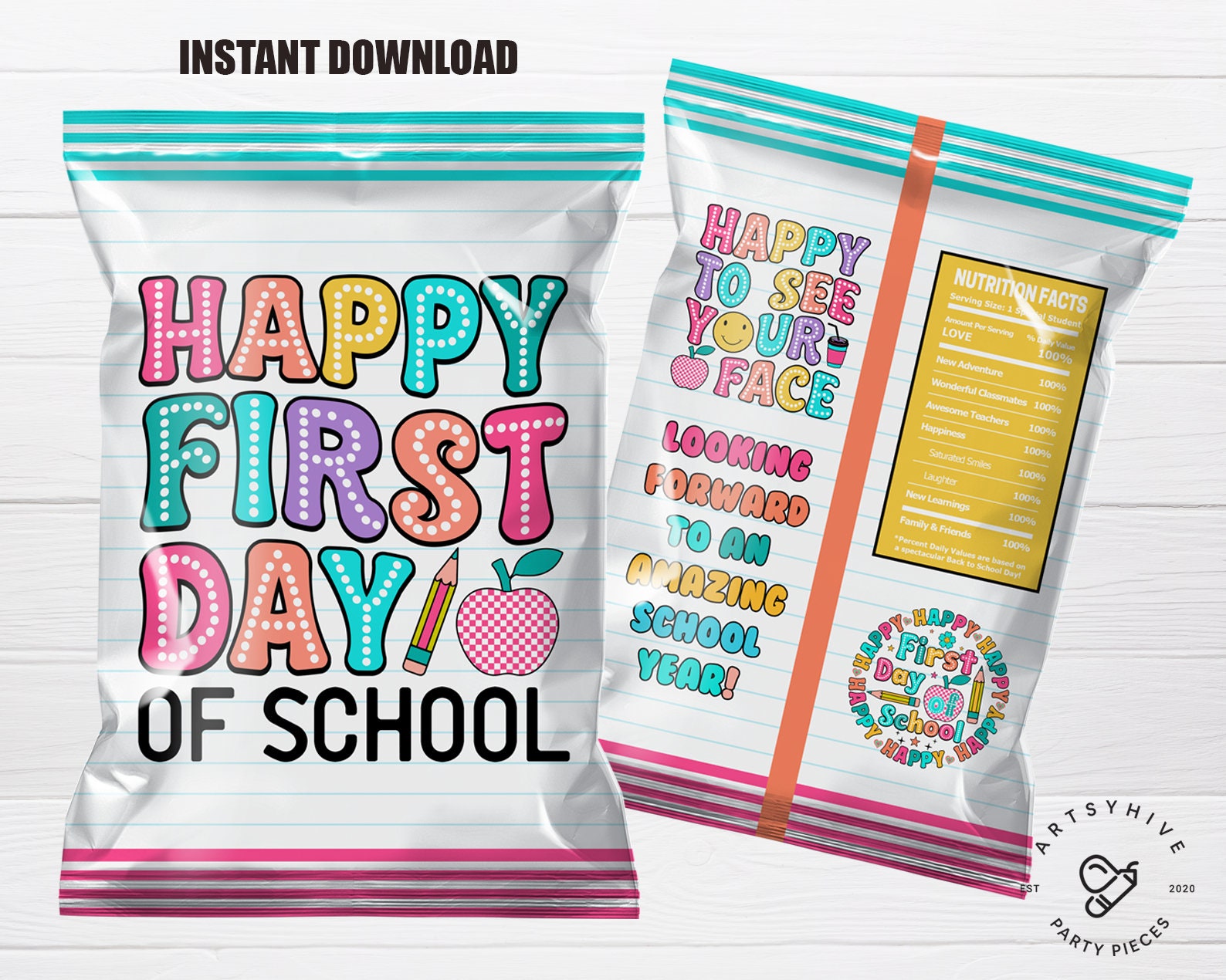 Back to School Chip Bag Label, Welcome Back to School Chip Bag, First ...