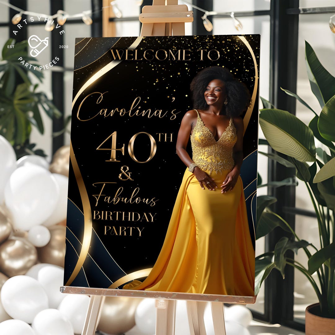 40th Birthday Welcome Sign, Printable Birthday Decor, Birthday Poster ...
