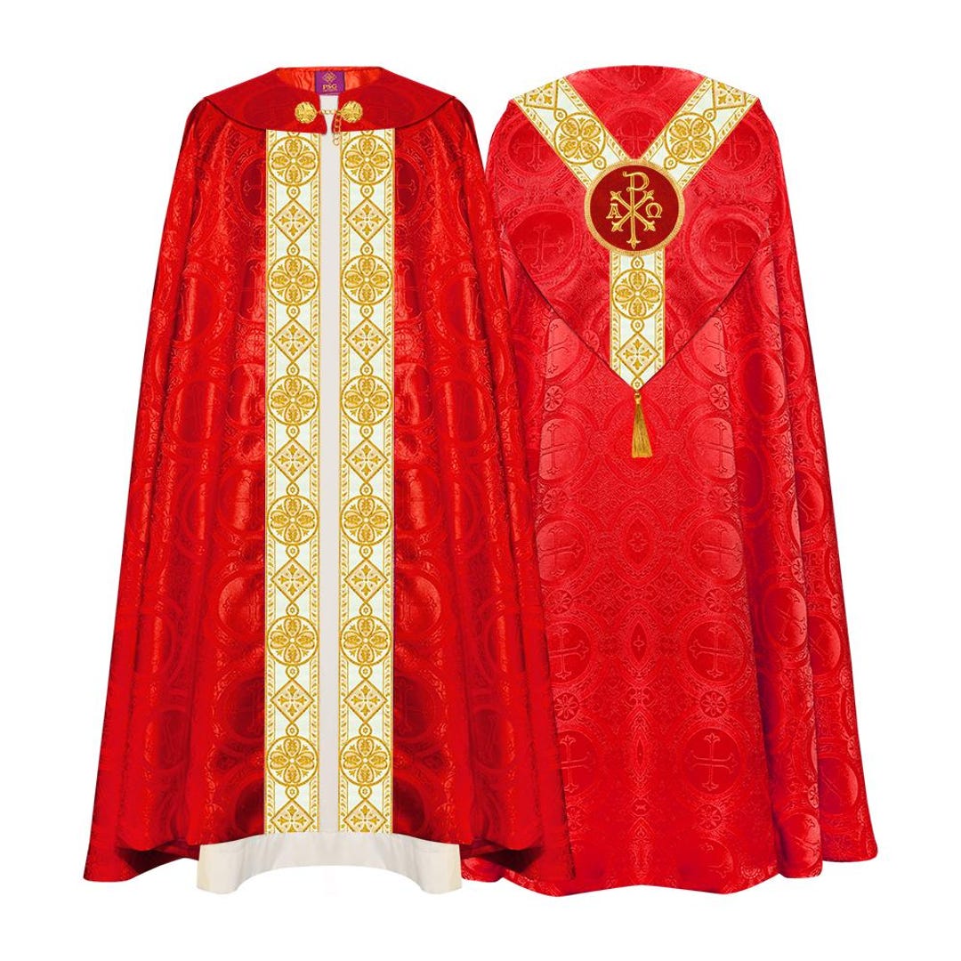 Liturgical Red Gothic Cope Vestment With Woven Braids and Spiritual ...