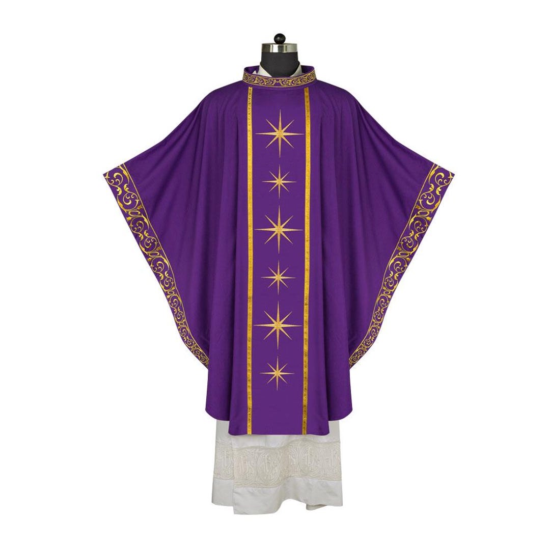 Violet Advent Chasuble With Radiant Star Motif - Liturgical Priest ...