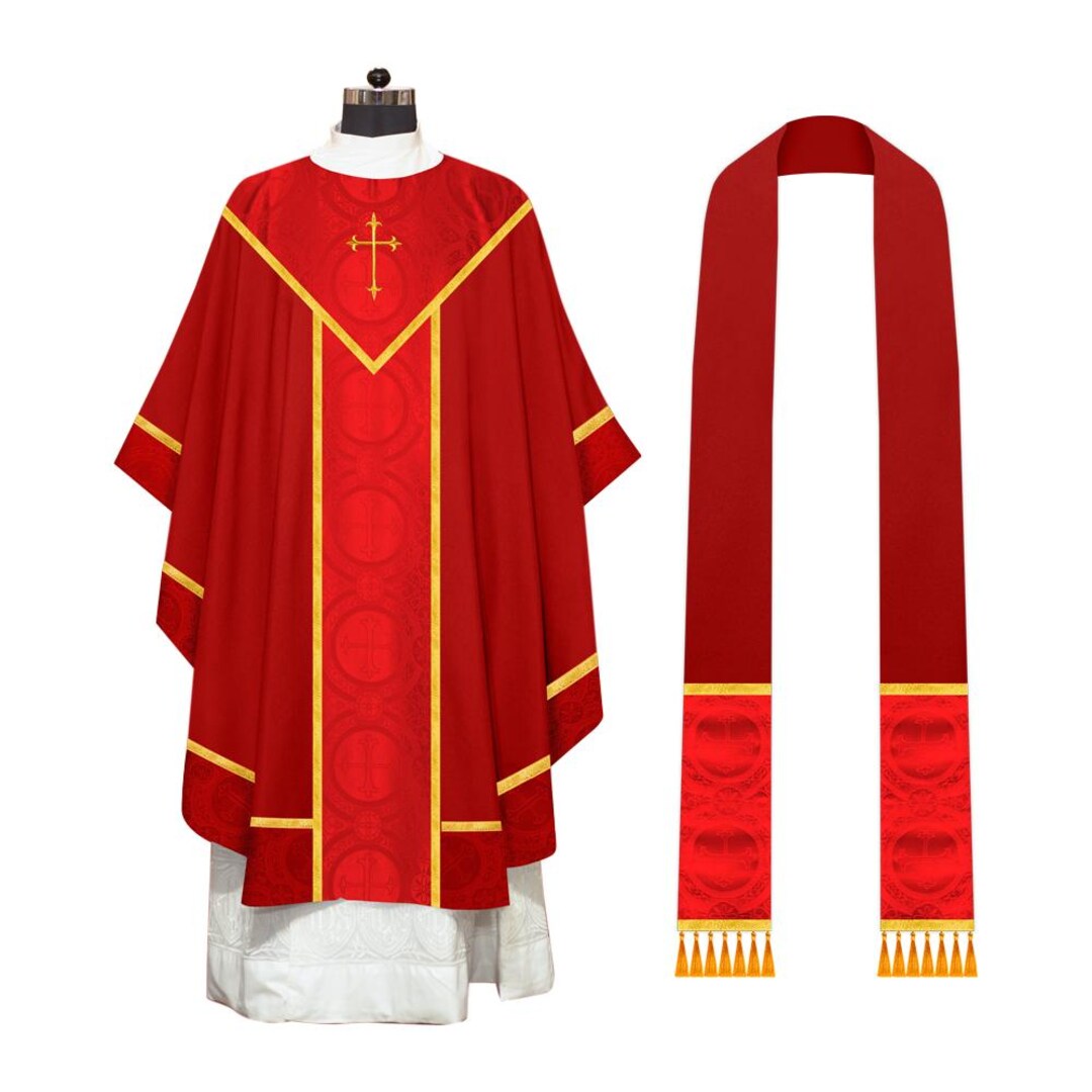 Handmade Liturgical Gothic Chasuble Vestment With Embroidered Western ...
