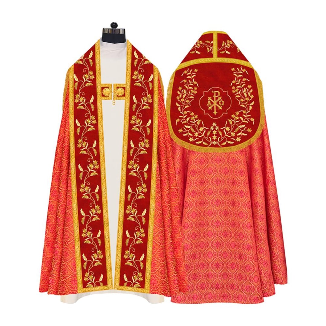 Catholic Roman Cope Vestment With Floral Embroidered Trims - Etsy