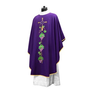 Liturgical Lenten Gothic Chasuble With Spiritual Cross and Grapes ...