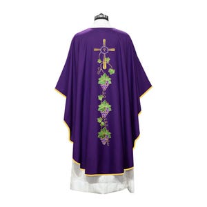 Liturgical Lenten Gothic Chasuble With Spiritual Cross and Grapes ...