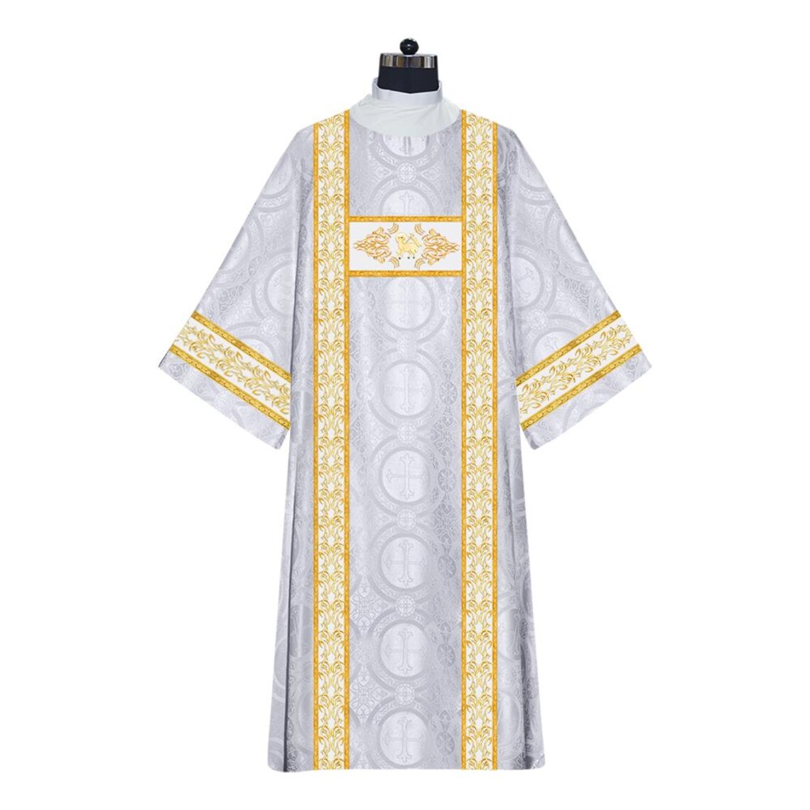 White Traditional Deacon Dalmatic With Intricate Embroidery - Church ...