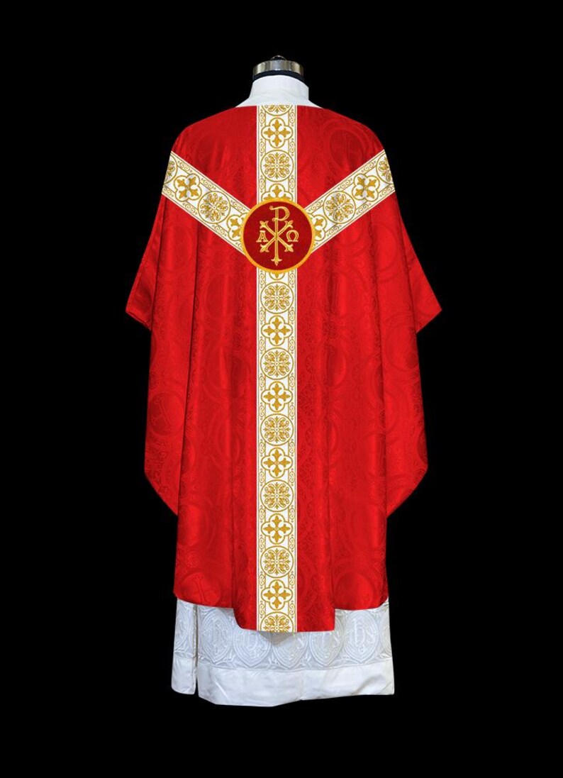 Liturgical Priest Chasuble Vestment With Spiritual PAX Motif and ...