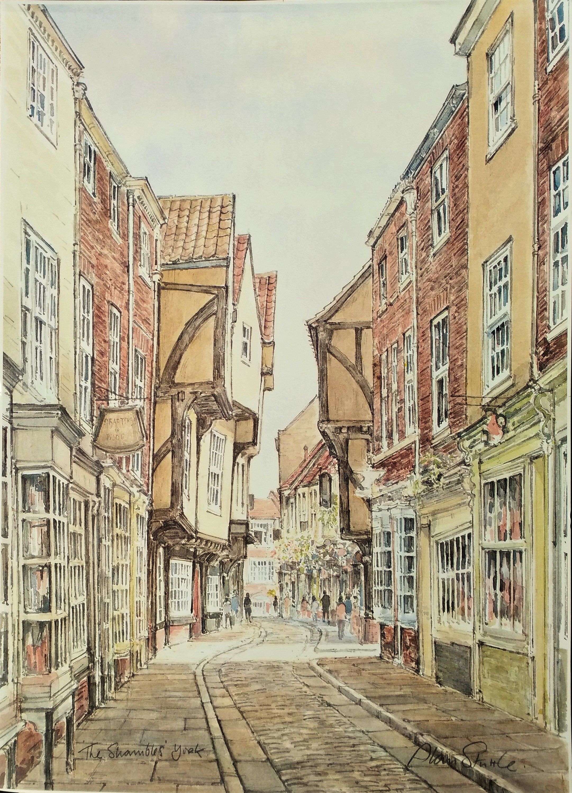Alan Stuttle Watercolour Print Shambles City of York England British ...