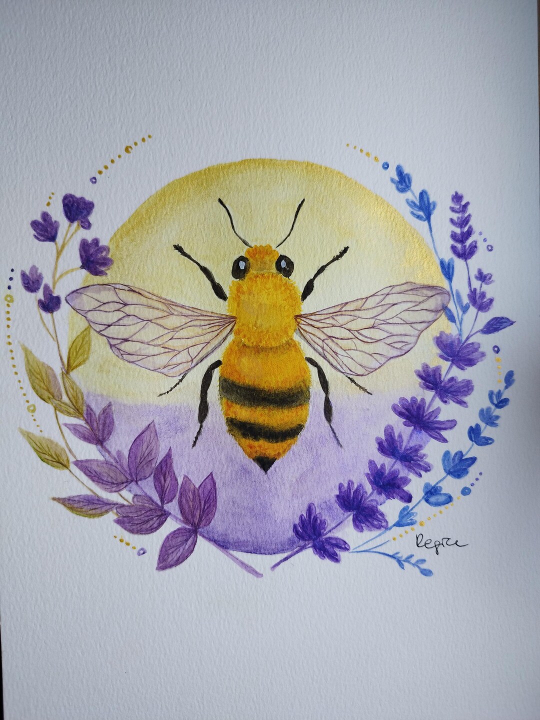Watercolour Painting Original, Bee, Cute Bee Watercolour Painting ...