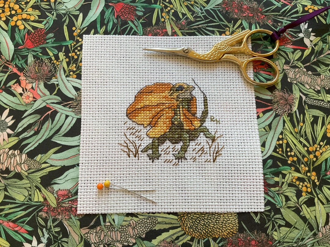 Australian Fauna Cross Stitch Chart - Frilled Neck Lizard. PDF Instant ...