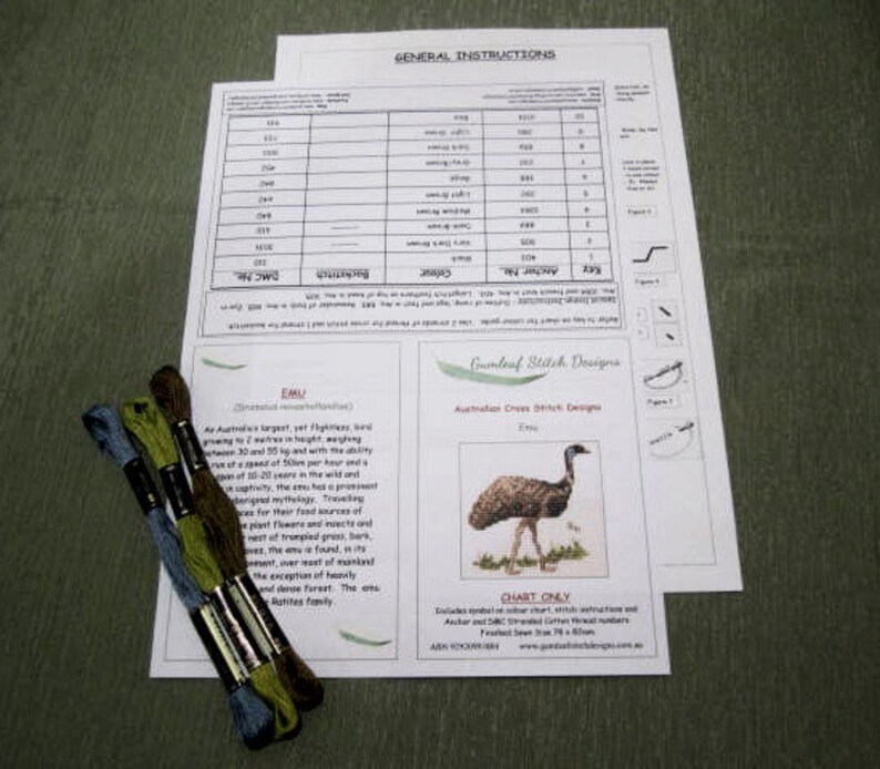 Australian Fauna Cross Stitch Chart - Emu. PDF Instant Download - Etsy