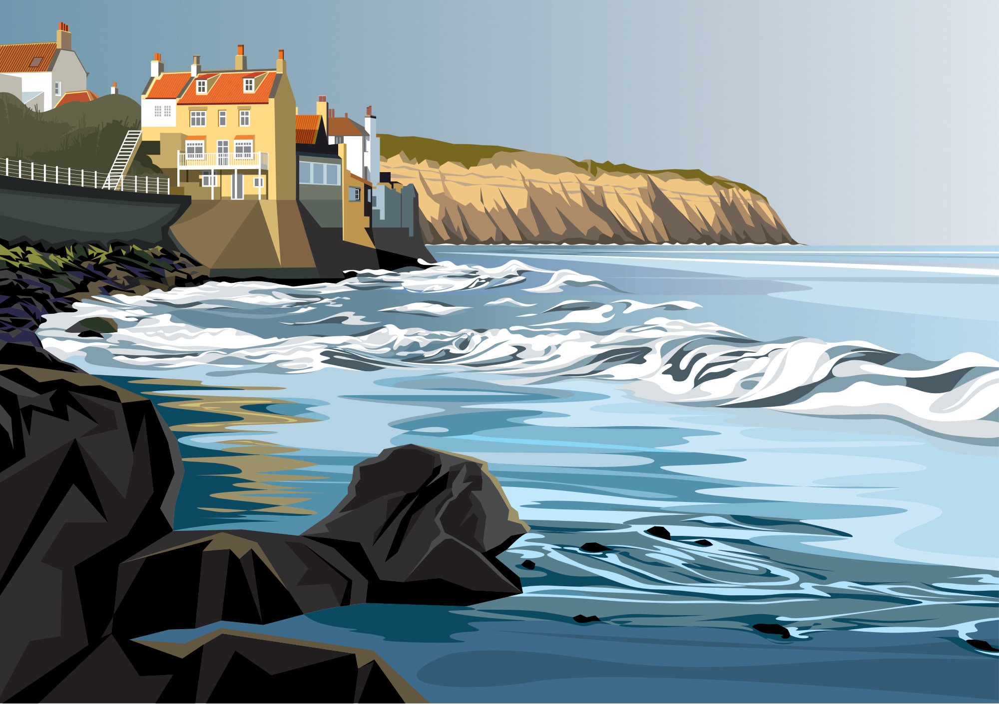 ROBIN HOODS BAY - Early Morning Light. Limited Edition Print. Minimal ...