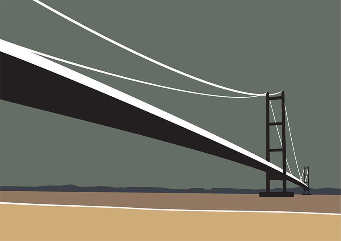 A3 LTD EDITION PRINT. Uk Humber Bridge. Minimal Contemporary Archival ...