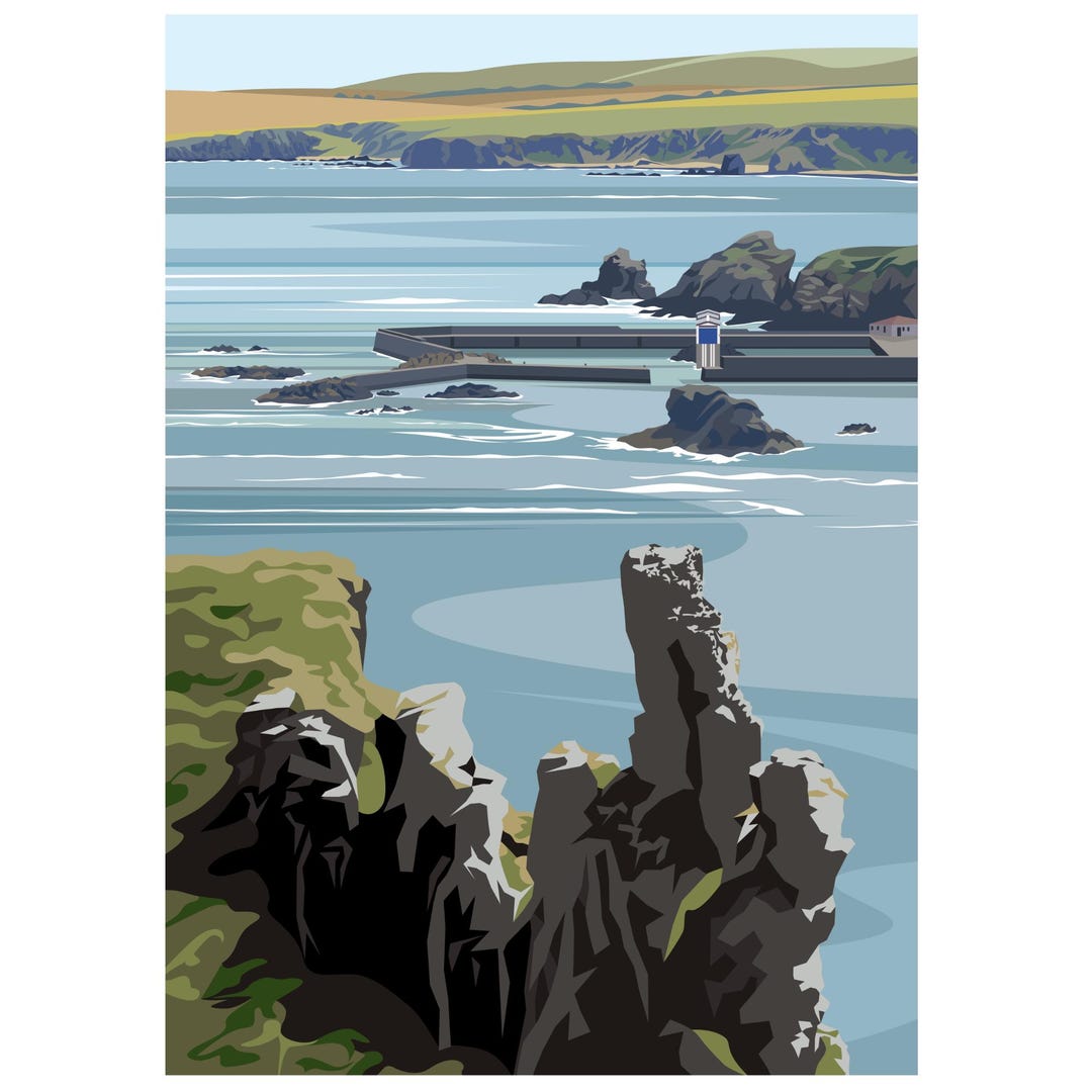 St Abbs Harbour, A3 / A2 Limited Edition Print. Atmospheric Scottish ...