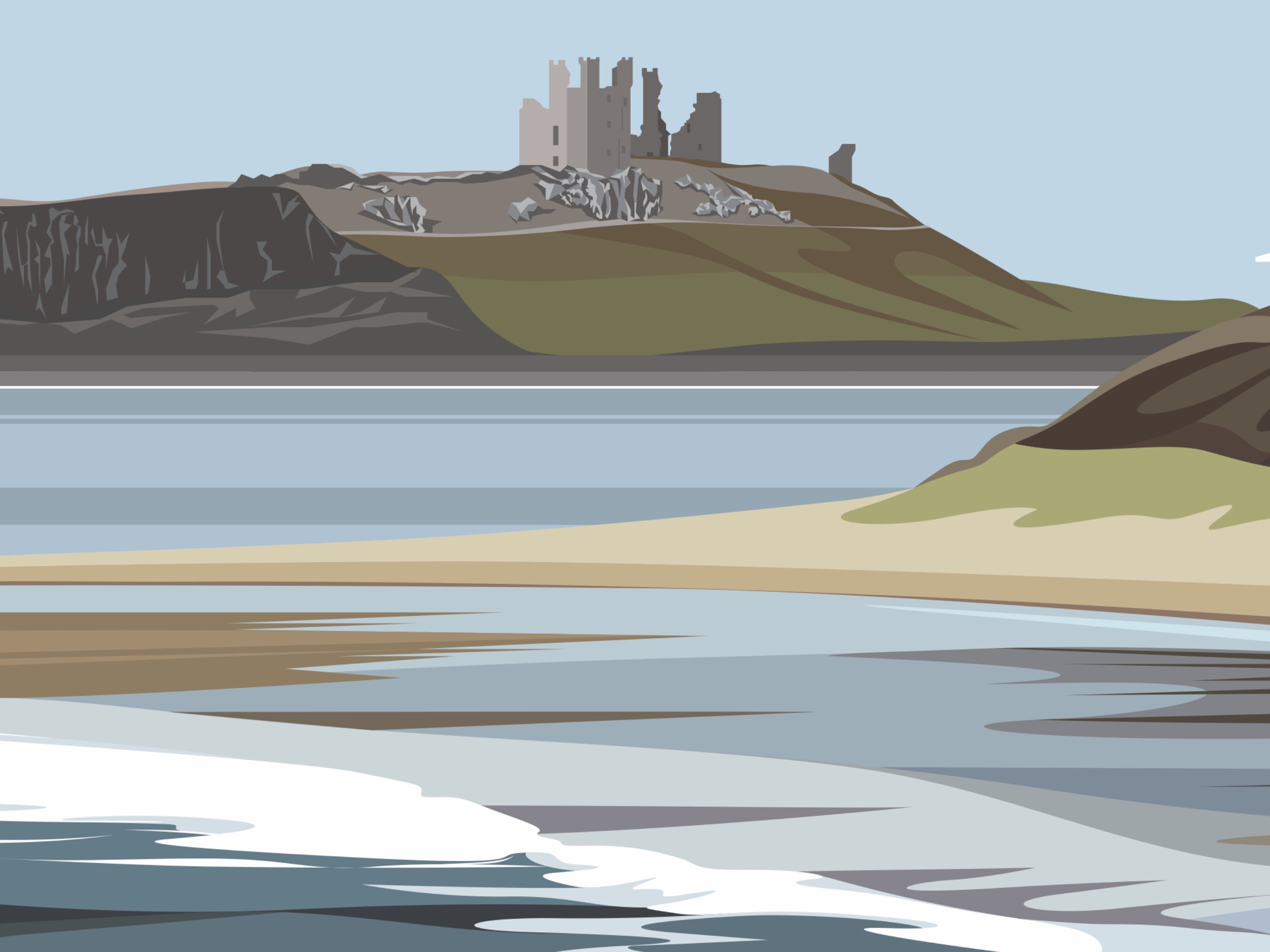 LOW NEWTON - to Dunstanburgh Castle. Limited Edition Print. Minimal ...