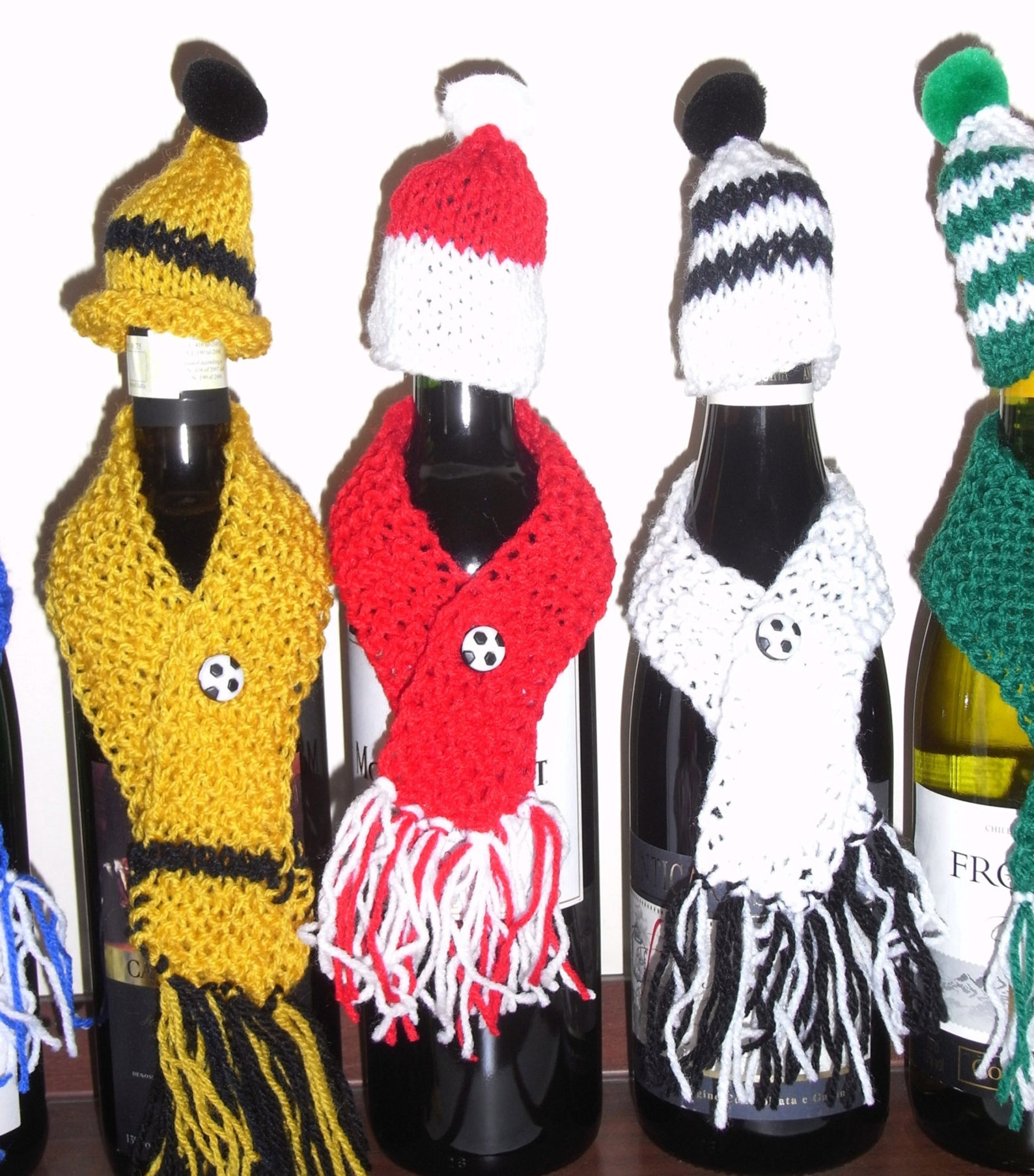 Hand Knitted Wine Bottle Cozy Hat and Scarf Set Free Shipping - Etsy