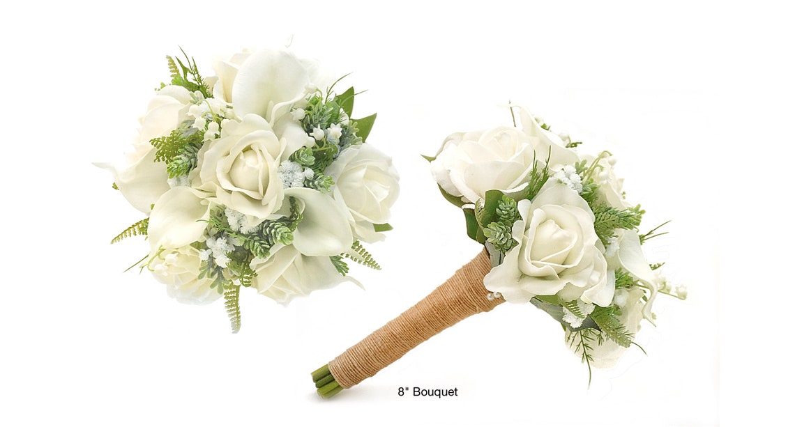 Real Touch Artificial White Ivory Rose Calla Lily Hops Babys - Etsy