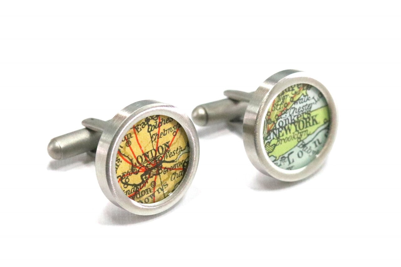 Cufflinks // Your city of choice // Map // Stainless steel // | Etsy