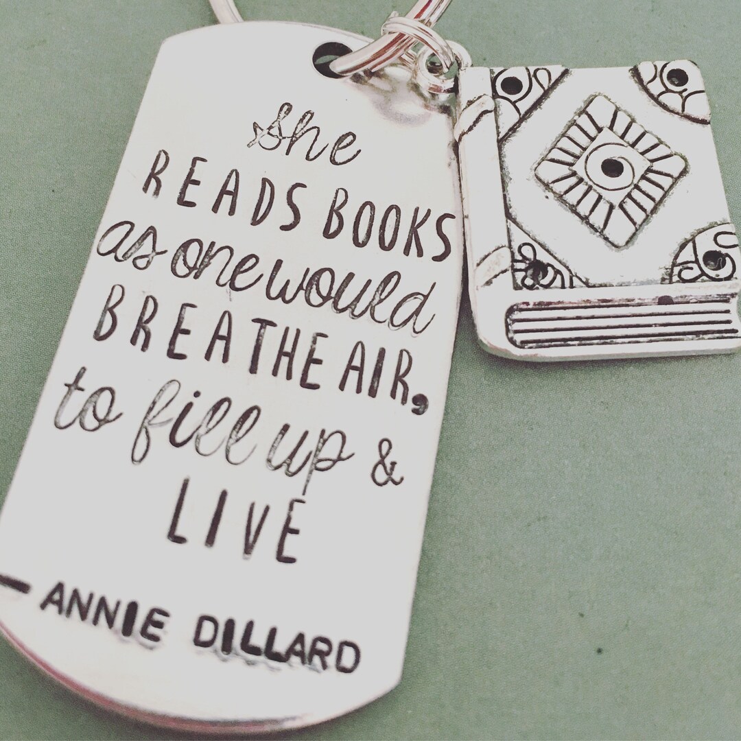 Book Lover Keychain She Reads Books as One Would Breathe Air to Fill up ...