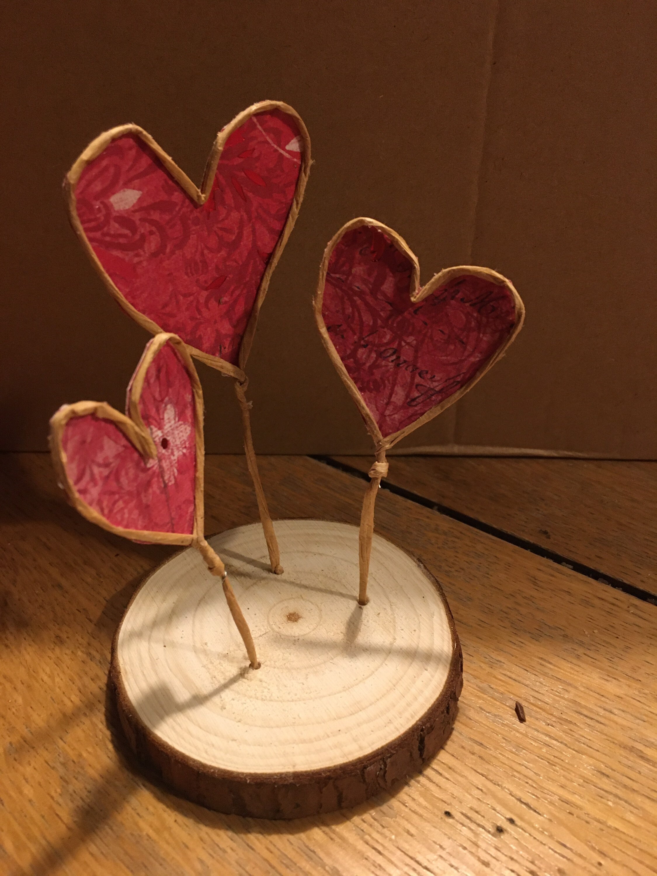 Romantisches Geschenk - Drahtkunst und Holz Trio aus Herzen - Etsy.de