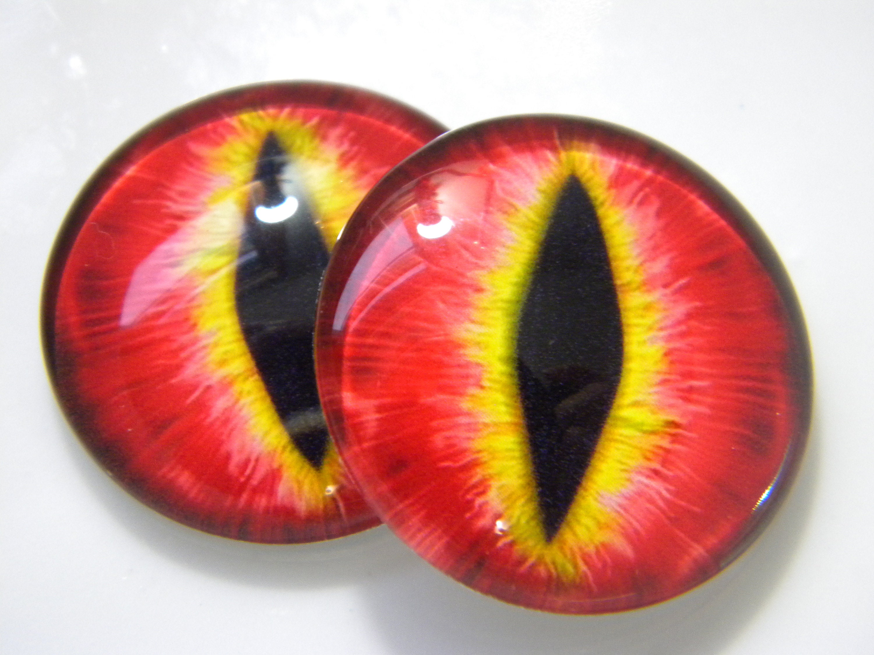 Glass Eyes, Red Eyes, Cat Eyes, Red Dragon Eyes, Red Irises, Cabochon ...