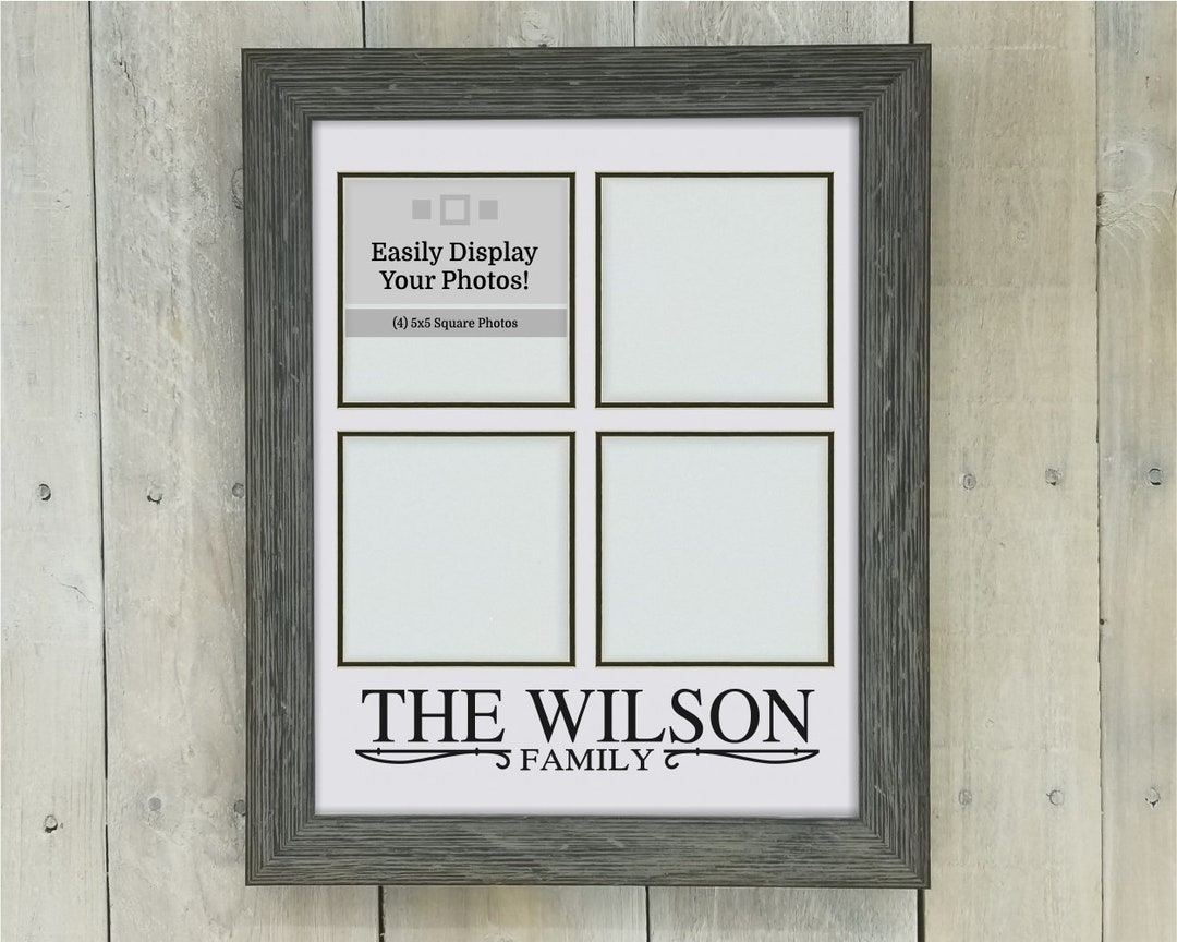 Personalized Last Name Family Photo Mat - for Four 5x5 Square Photos ...