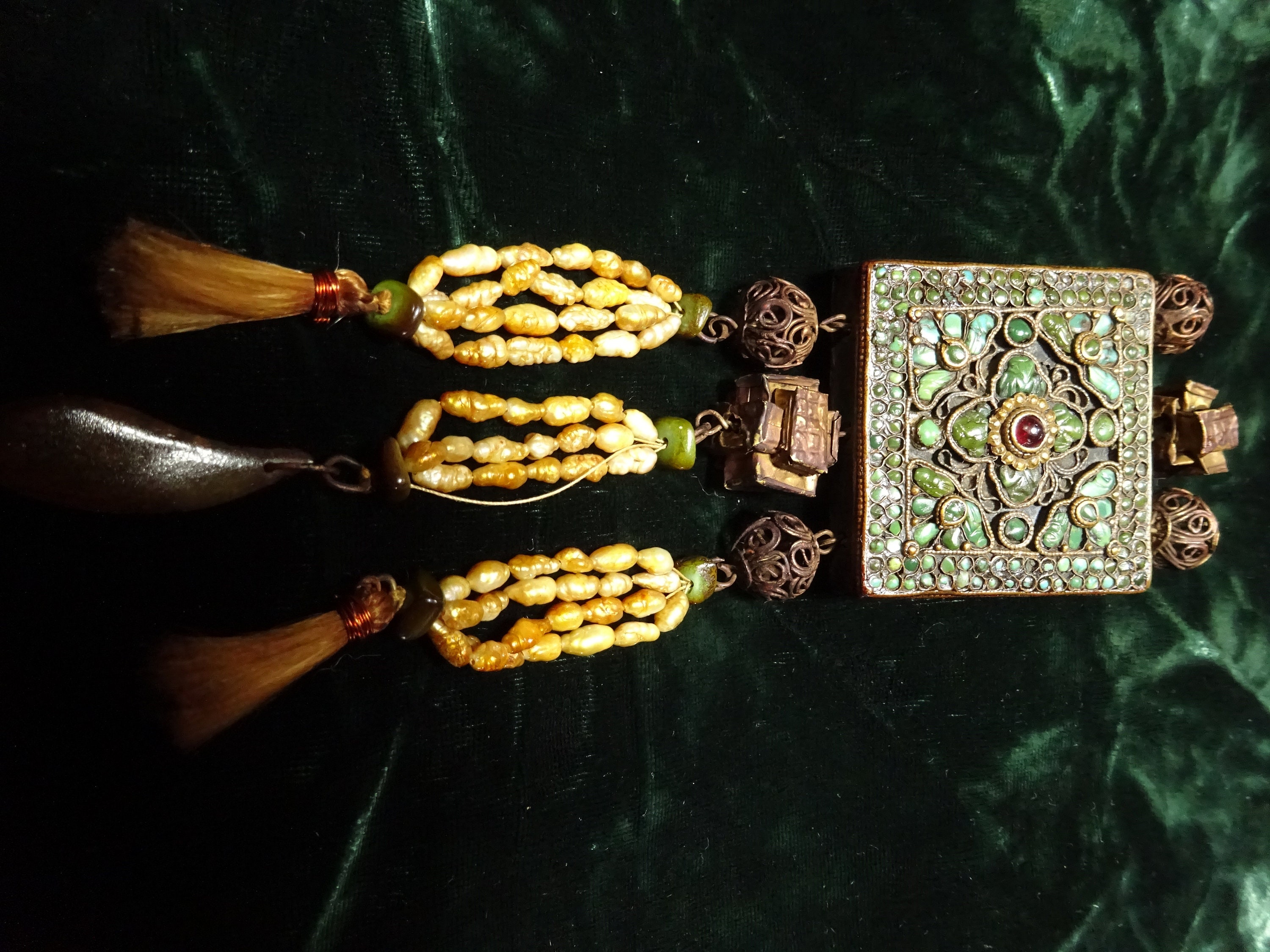 An Antique Rare Gao Gau Amulet Box With Turquoise Jade Pearls - Etsy