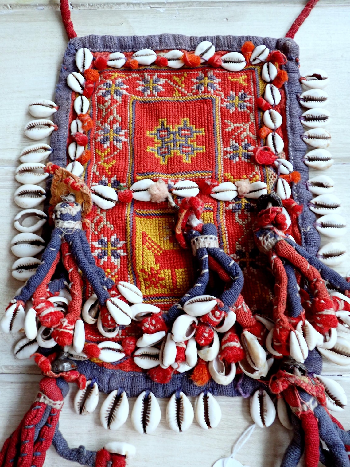 Banjara Embroidery Panel India Rajasthan Silk on Cotton Cowrie Shell ...