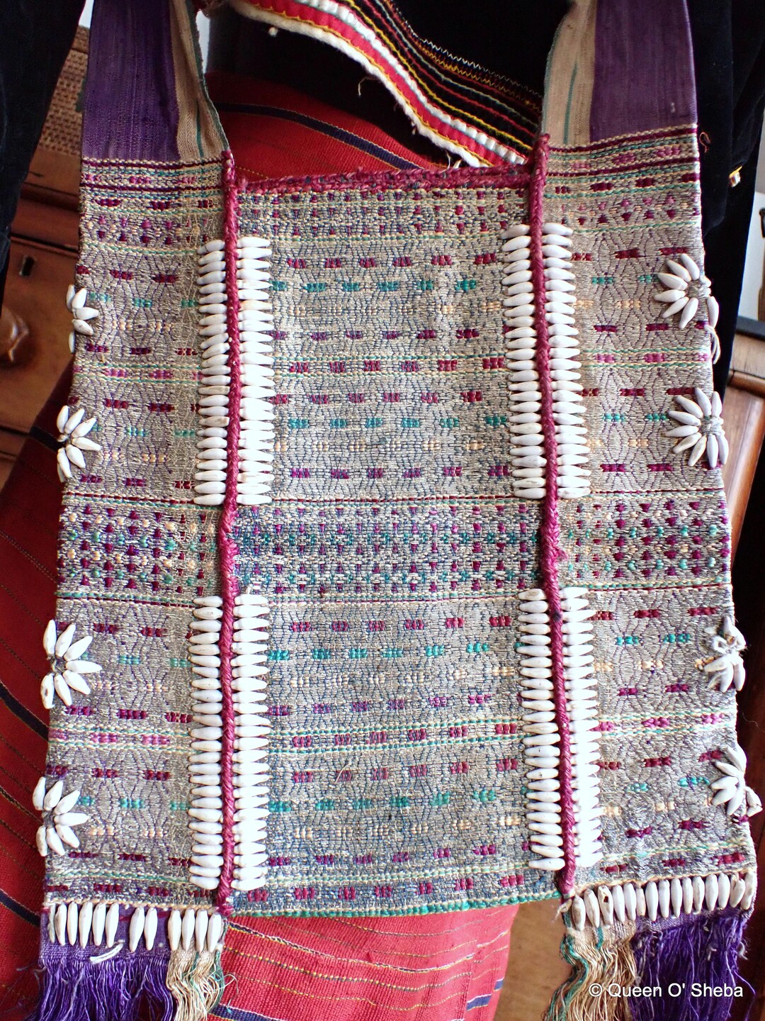 Hill Tribe Bag Handwoven Silver Thread Tassel Jobs Tears Seed ...