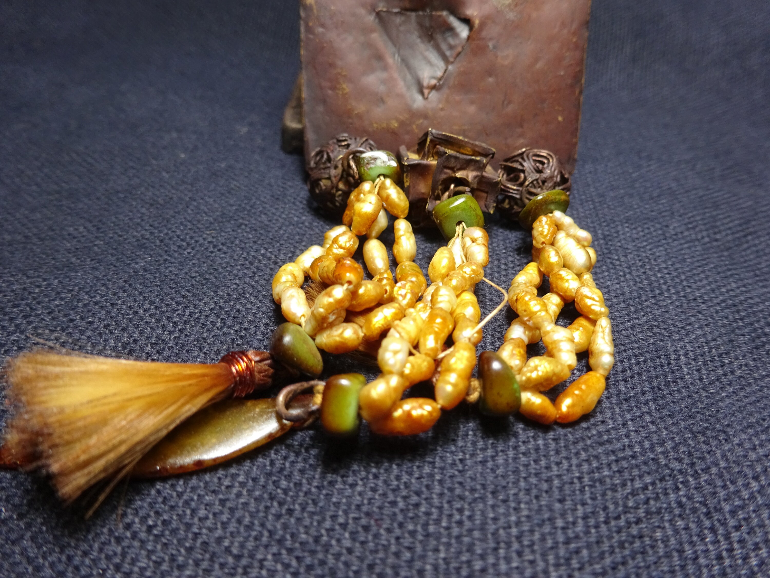 An Antique Rare Gao Gau Amulet Box With Turquoise Jade Pearls Tibet ...