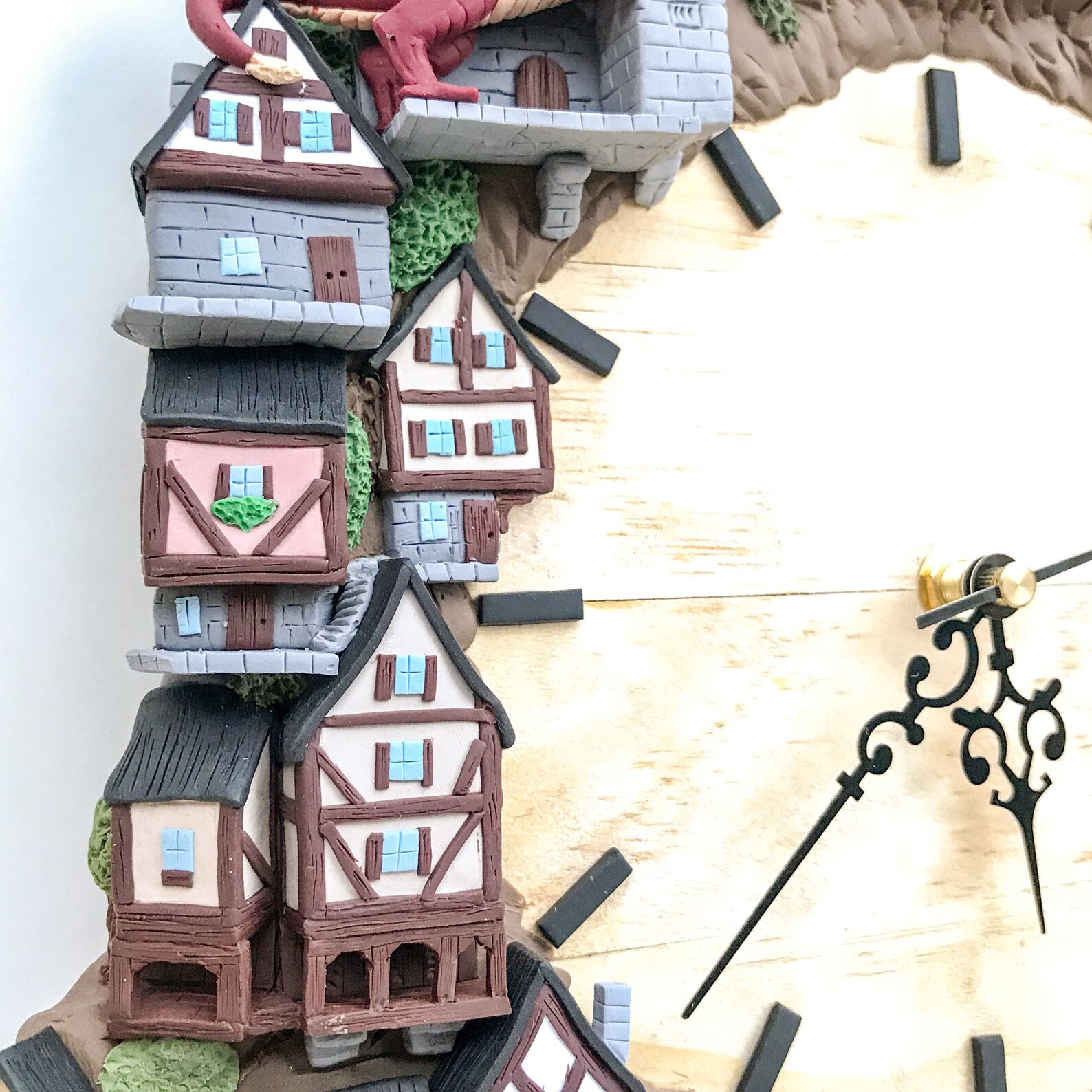 Medieval Wall Clock Handmade and Sculpted Miniature House - Etsy