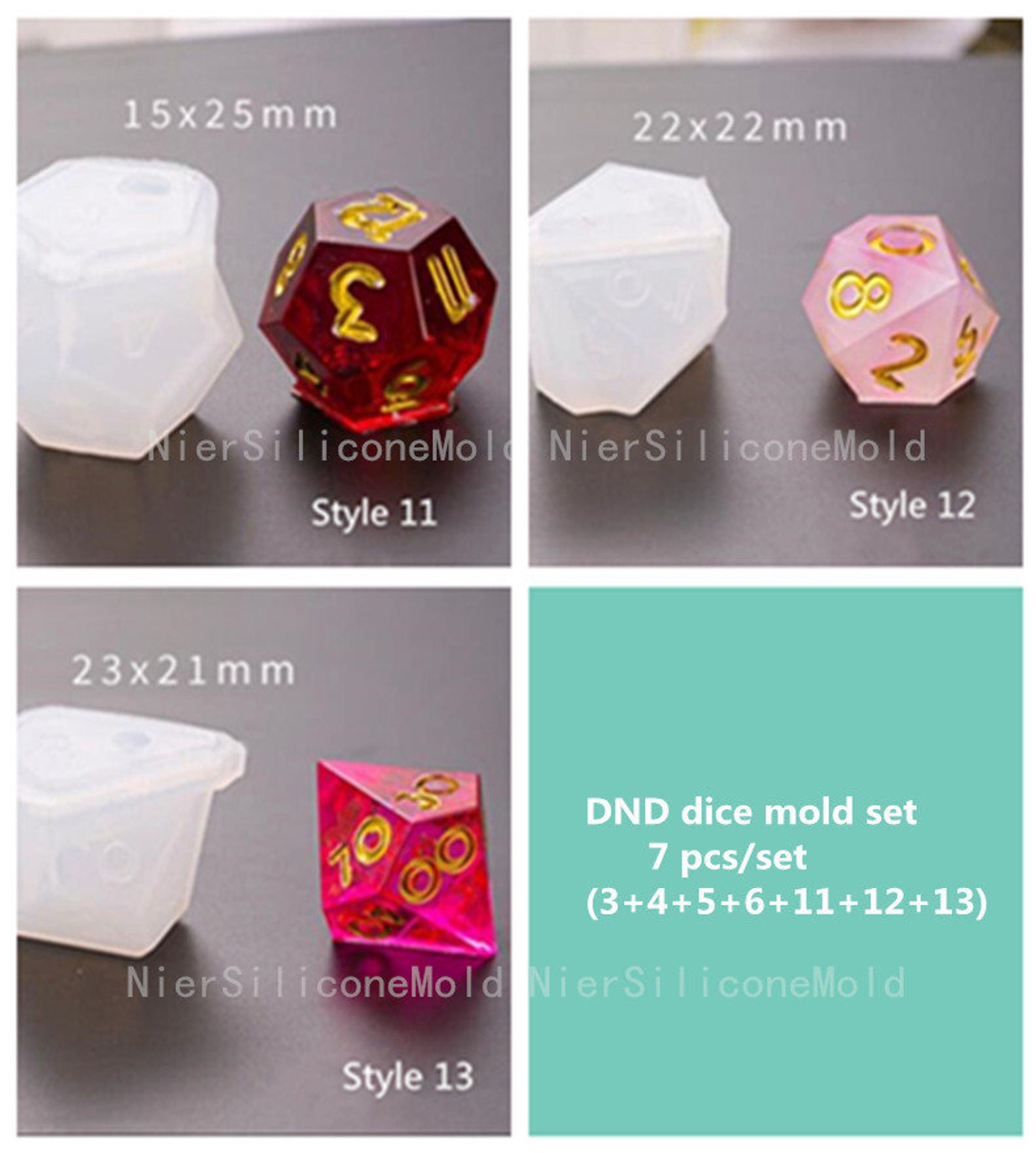 19 Styles Dice Mold-trpg Silicone Dice Mold-polyhedral Dice | Etsy