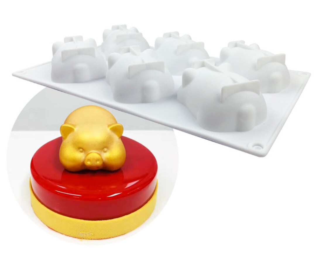 6 Even Pig Mousse Mold Cute Pig Fondant Chocolate Soap Mold Gold Pig ...