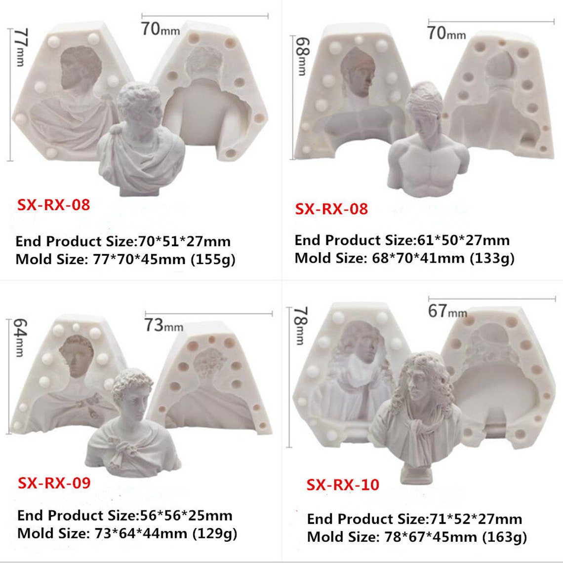 4 Styles Plaster Portrait Mold Geometric Man Face Molds | Etsy