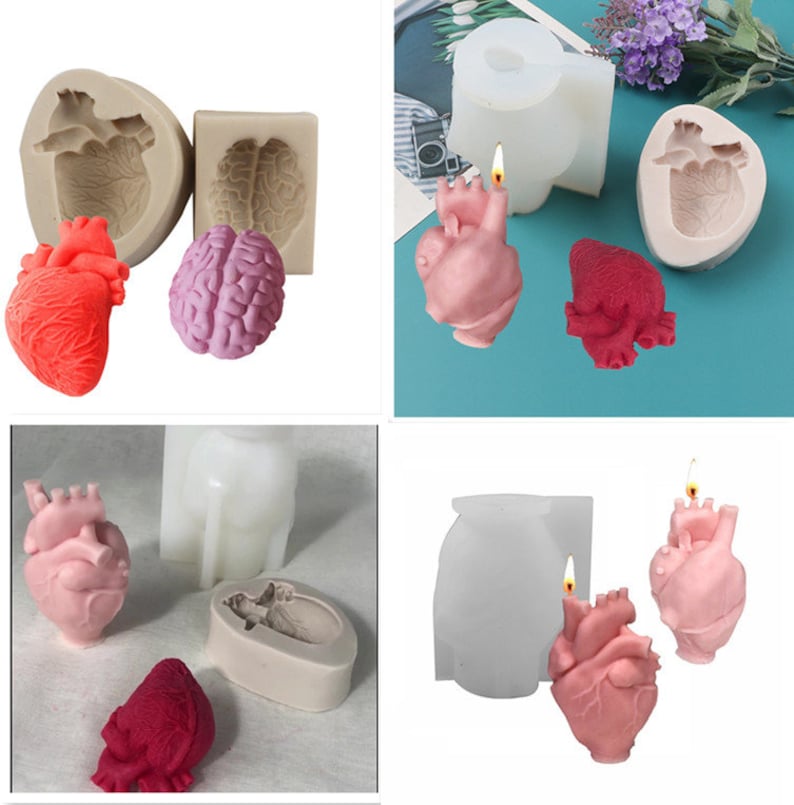 3D Heart Shape Silicone Mold DIY Scented Candle Human Organ - Etsy