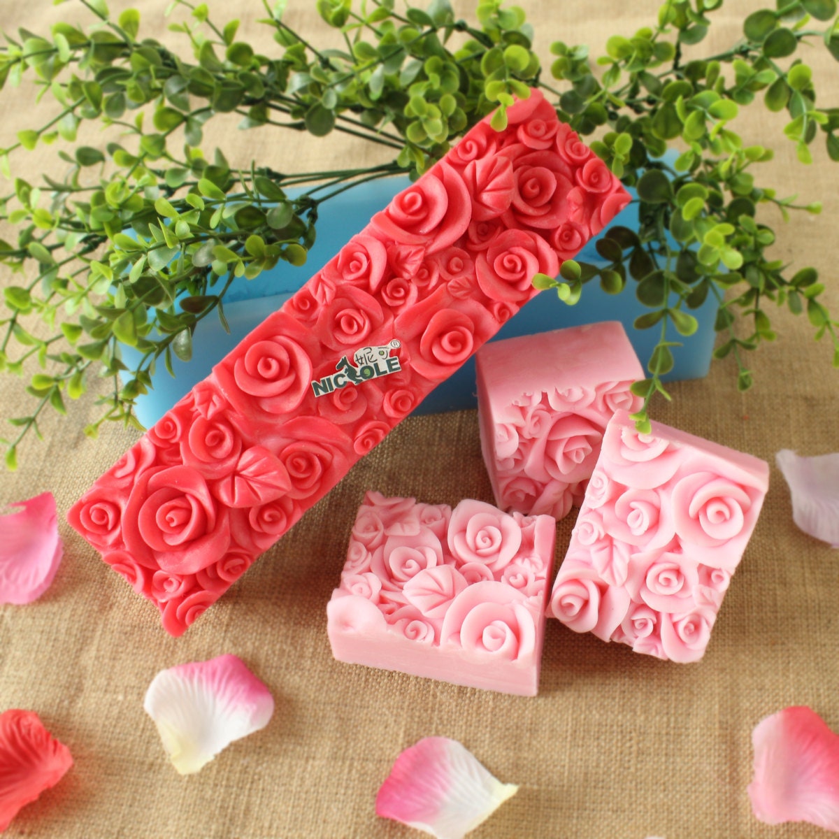 D0016 Rose Flower Silicone Soap Molds Rectangle Soap Mold Loaf | Etsy