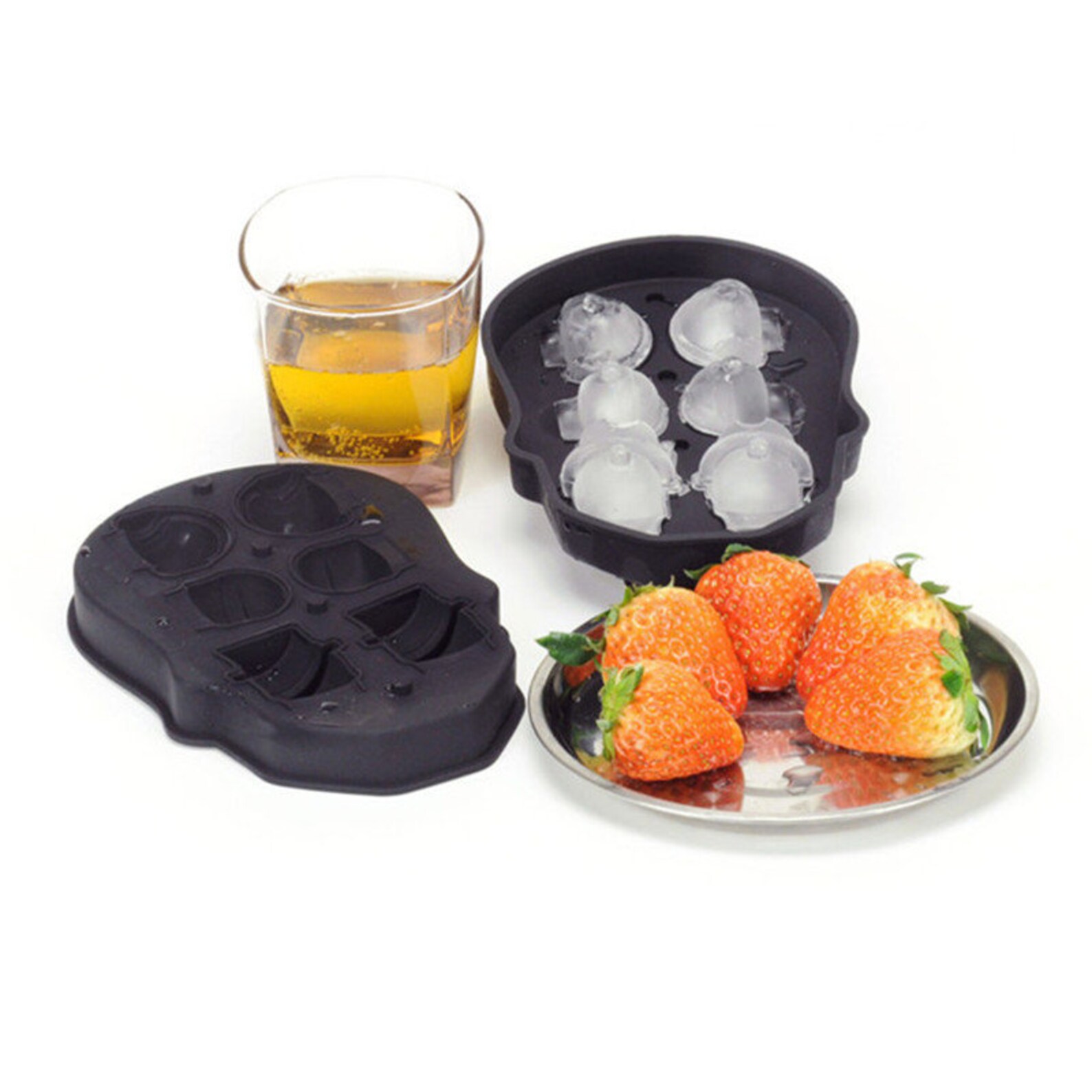 3D Skull Ice Cube Mold Maker Kitchen Silicone Chocolate Tray | Etsy