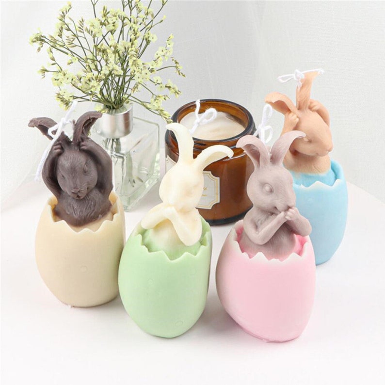 New Animal Rabbit Silicone Candle Mold 3D Eggshell Bunny Soap - Etsy