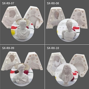 4 Styles Plaster Portrait Mold Geometric Man Face Molds Silicone Mold ...