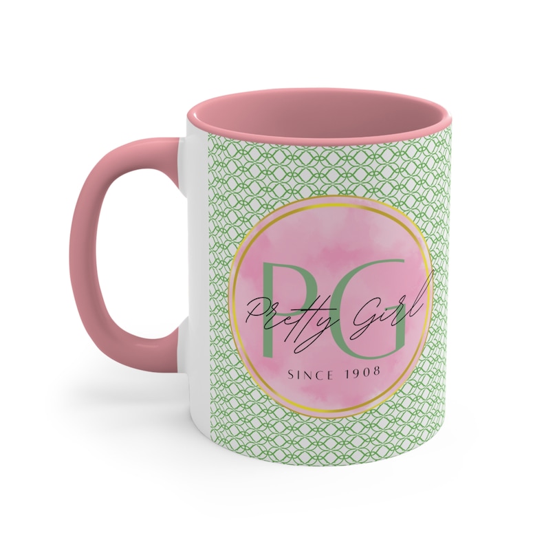 AKA Coffee Mug, Alpha Kappa Alpha Sorority Gift, J15, Pink and Green ...