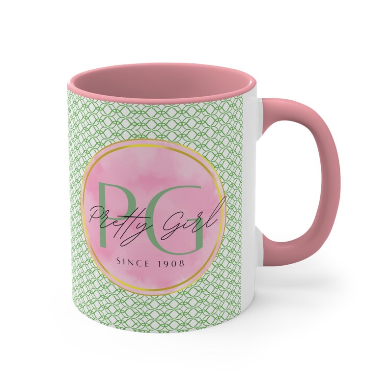 AKA Coffee Mug, Alpha Kappa Alpha Sorority Gift, J15, Pink and Green ...