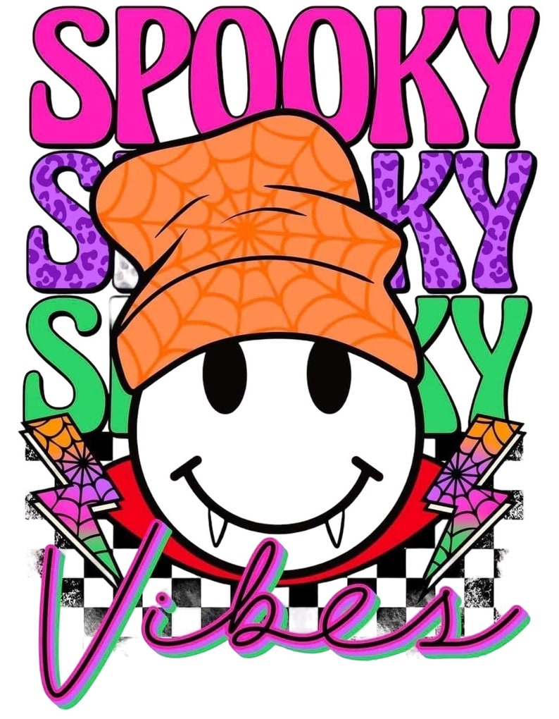 Smiley Stay Spooky Vibes PNG File, Transparent Background, Horror ...