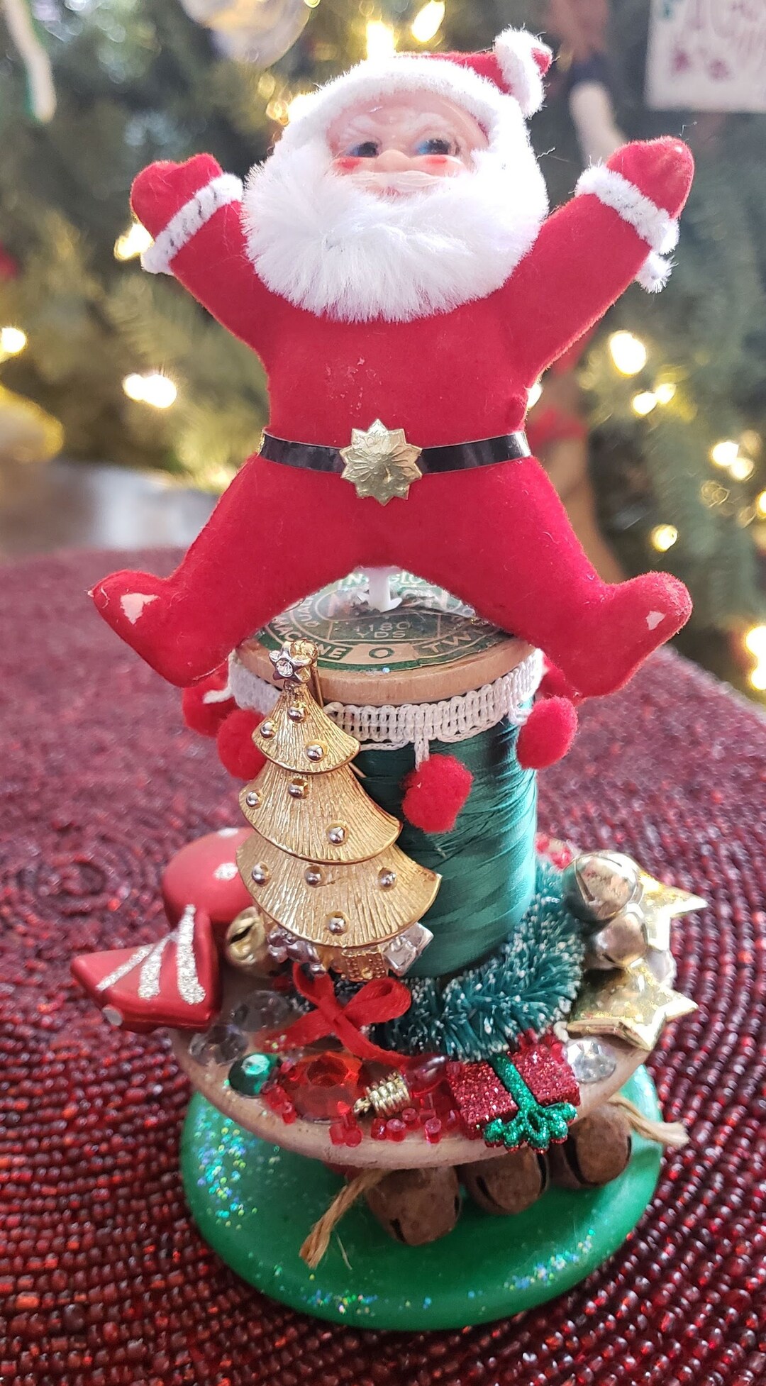 Vintage Santa and Thread Assemblage - Etsy
