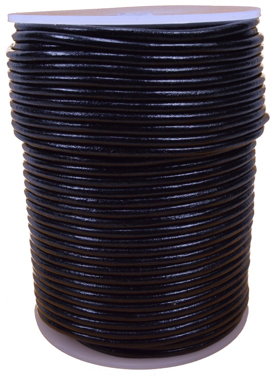 Black 3mm Leather Round Cord 50 Meter Spool | Etsy