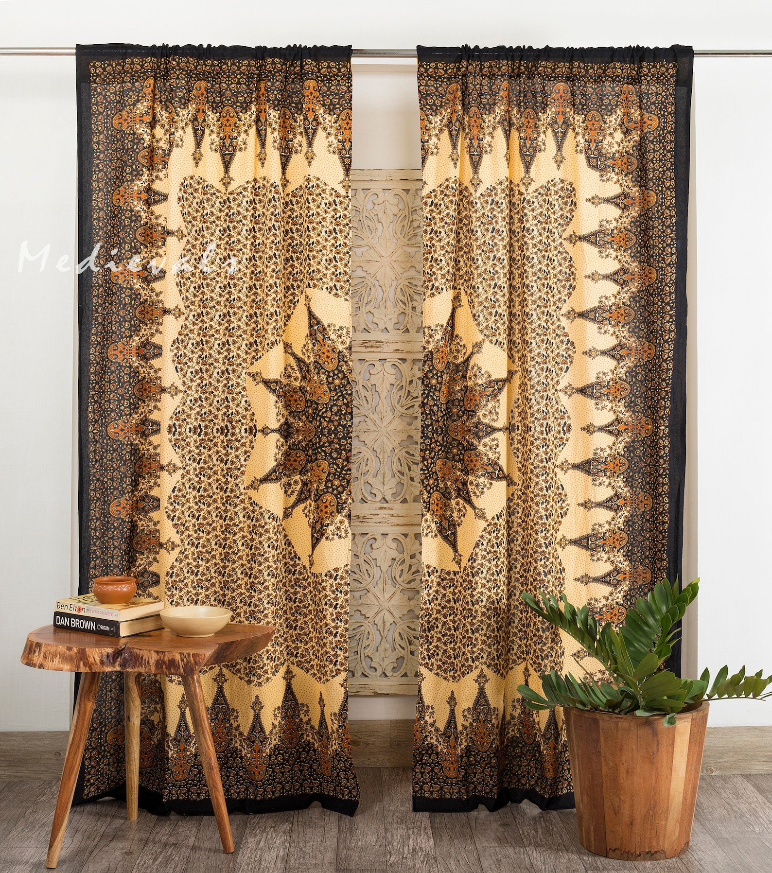 Paisley Indian Cotton Curtains, Boho Room Divider Pair - Etsy