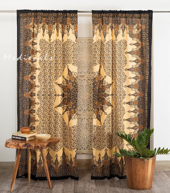 Paisley Window Curtains Custom Boho Brown Paisley Pattern Window ...
