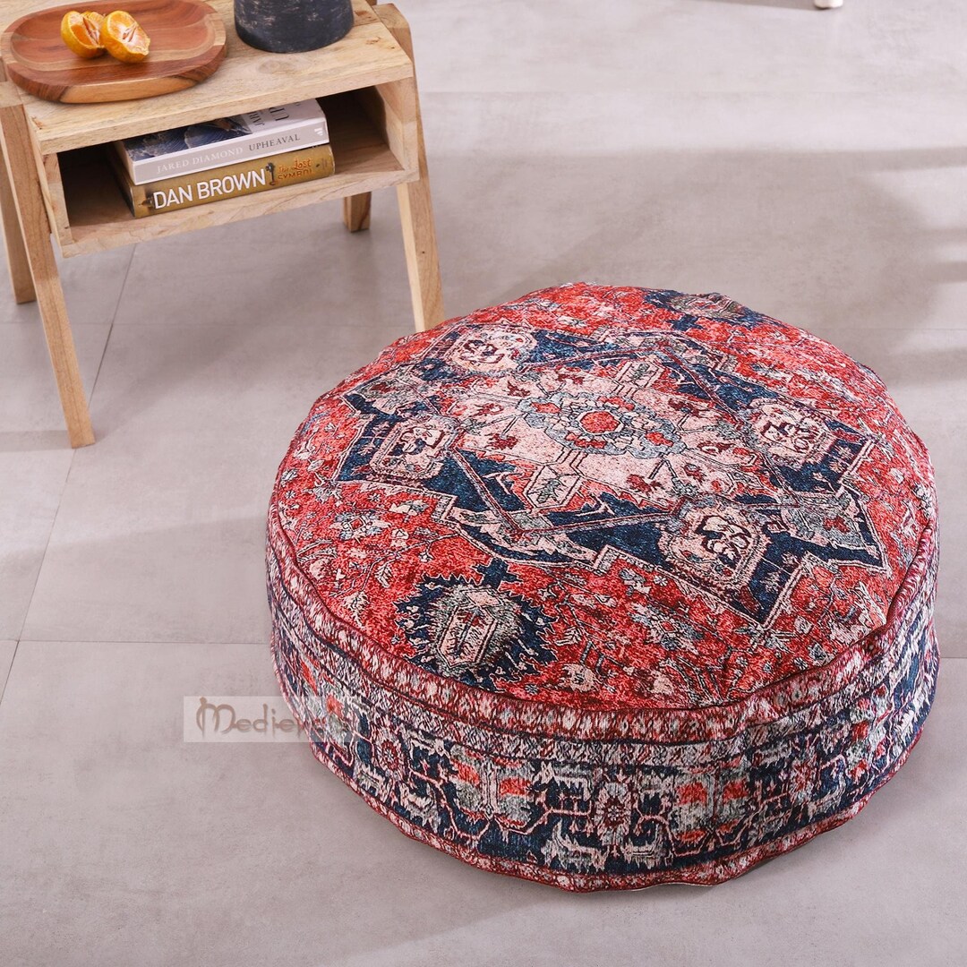 Pouff Ottoman Moroccan Eight Angled Star Polygon Design Khatim Vintage ...